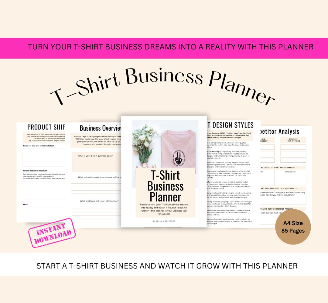 T-shirt Business Planner, Start a T-shirt Business or Side Hustle, T ...