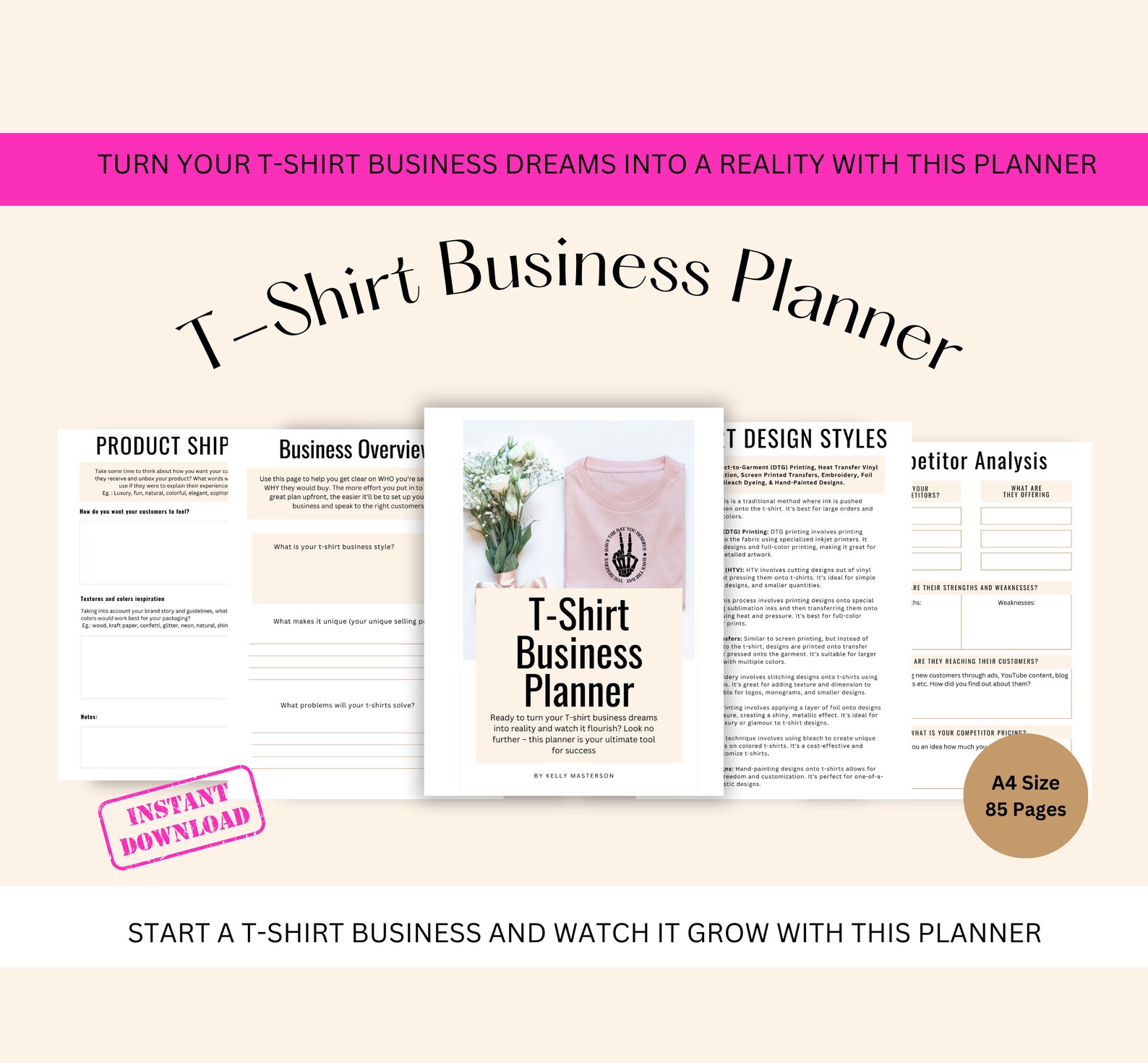 T-shirt Business Planner, Start a T-shirt Business or Side Hustle, T ...