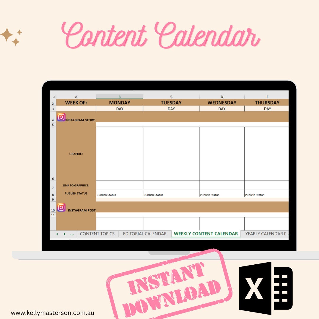 Content Planner | Excel Spreadsheet Content Planner | Social Media ...