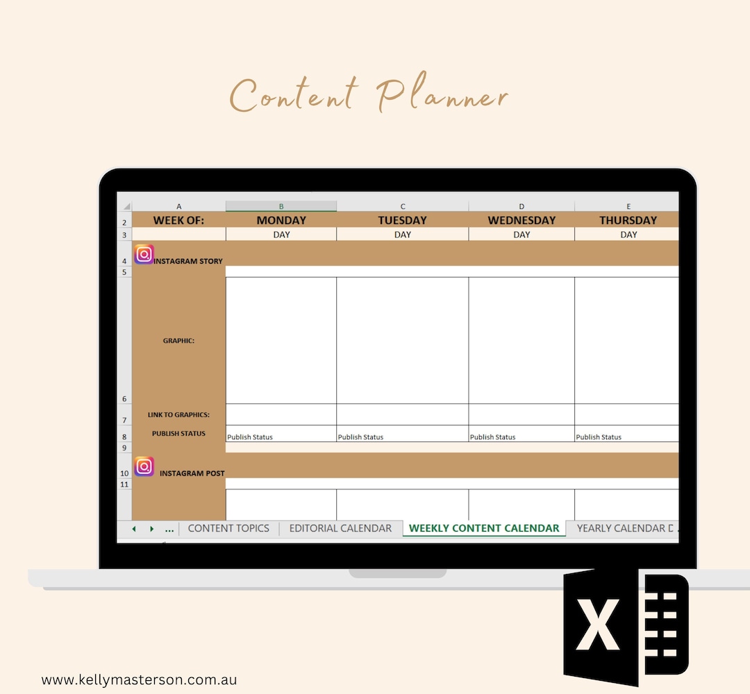 Content Planner Excel Spreadsheet Content Planner Social - Etsy