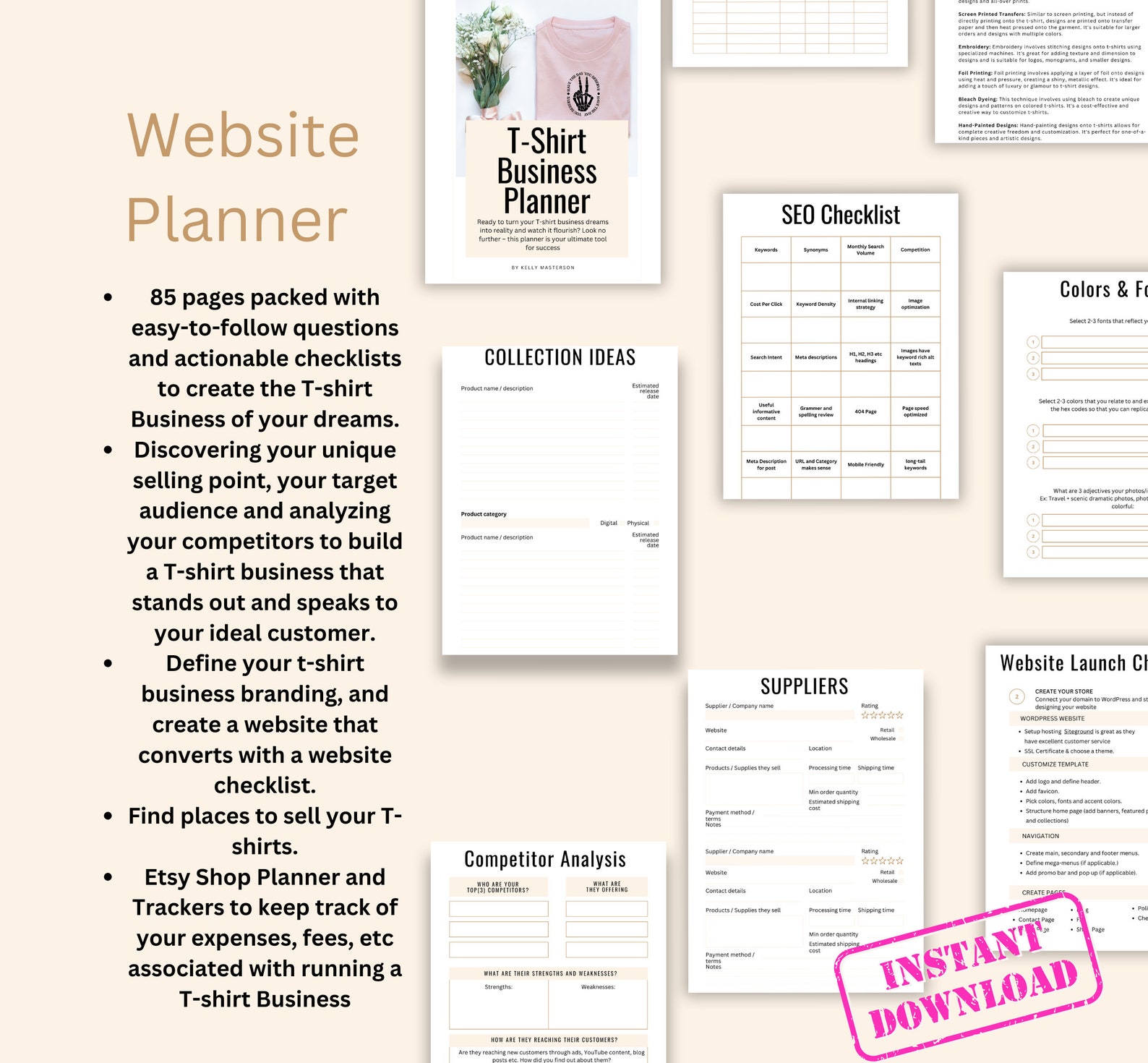 T-shirt Business Planner, Start a T-shirt Business or Side Hustle, T ...