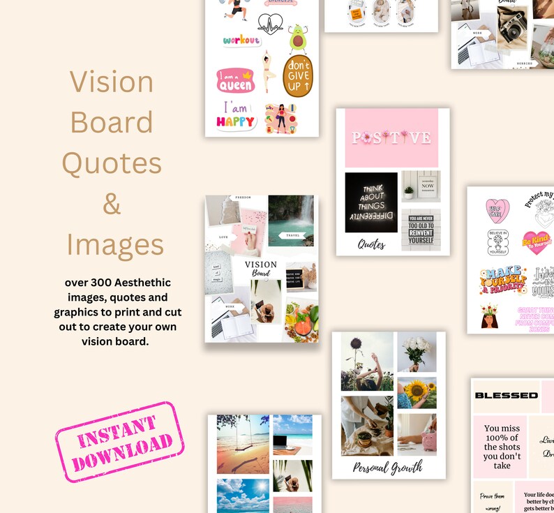 Vision Board Planner | Vision Board Bundle Planner & Images | Printable Vision Board Ready to ...