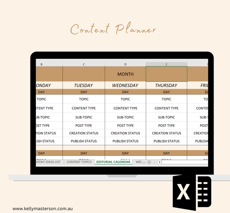 Content Planner Excel Spreadsheet Content Planner Social - Etsy