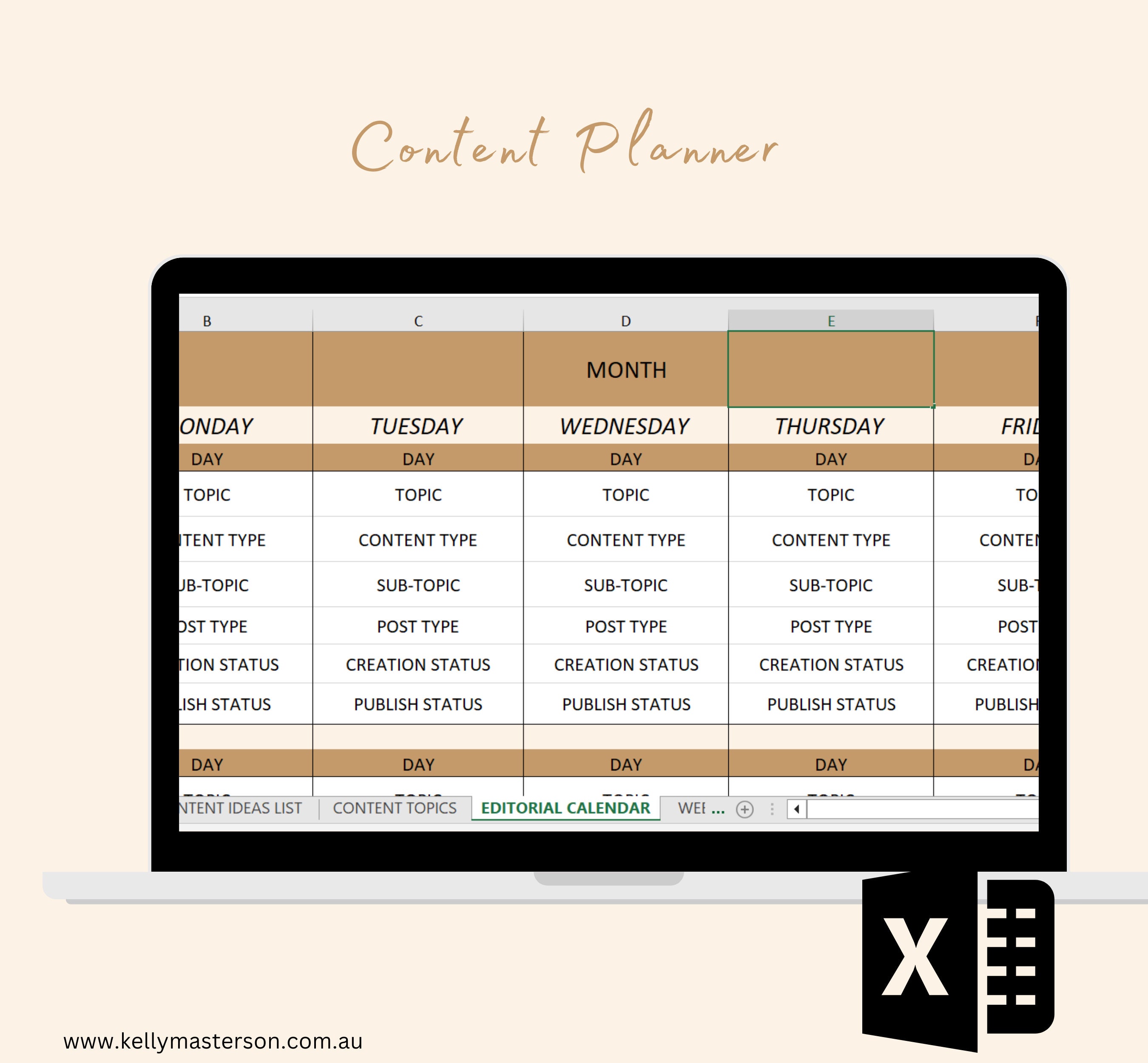 Content Planner Excel Spreadsheet Content Planner Social - Etsy