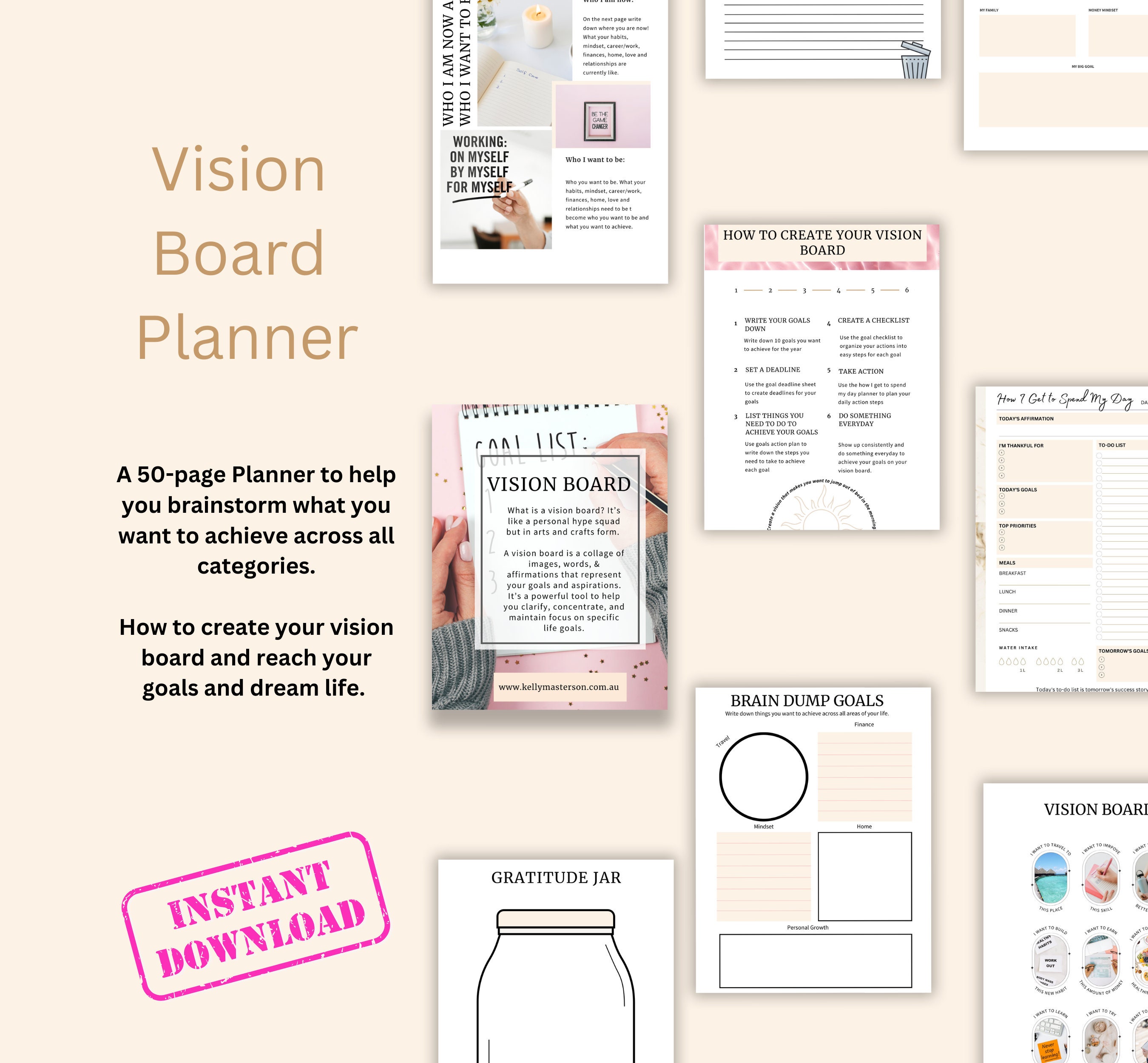 Vision Board Planner | Vision Board Bundle Planner & Images | Printable ...