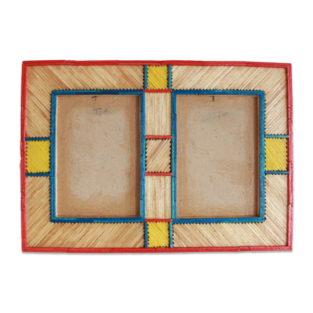 Vintage Matchstick Tramp Art Double Picture Frame Quirky - Etsy