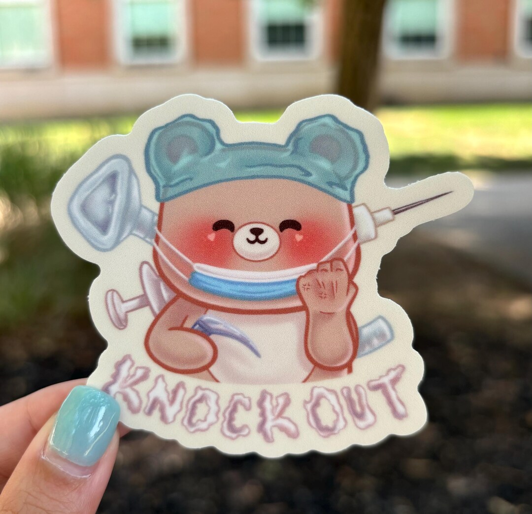Anesthesia Bear Sticker - Vinyl Sticker/laptop Decal/waterbottle ...