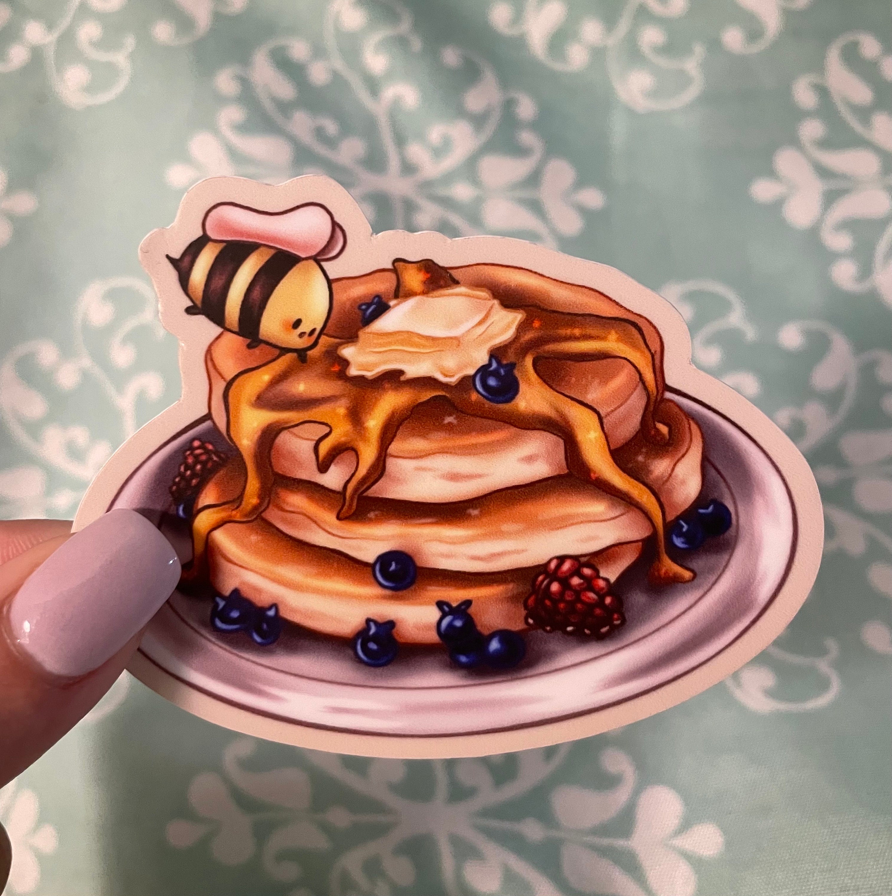 Bee Pancakes Sticker Vinyl Sticker/laptop Decal/waterbottle Sticker ...