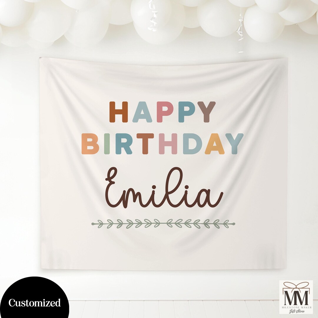 Custom Kids Birthday Sign, Personalised Boho First Birthday Party Decor ...