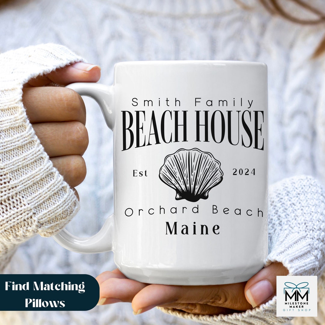 Personalized Beach House Coffee Mug, Custom Beach House Decor, Coastal ...