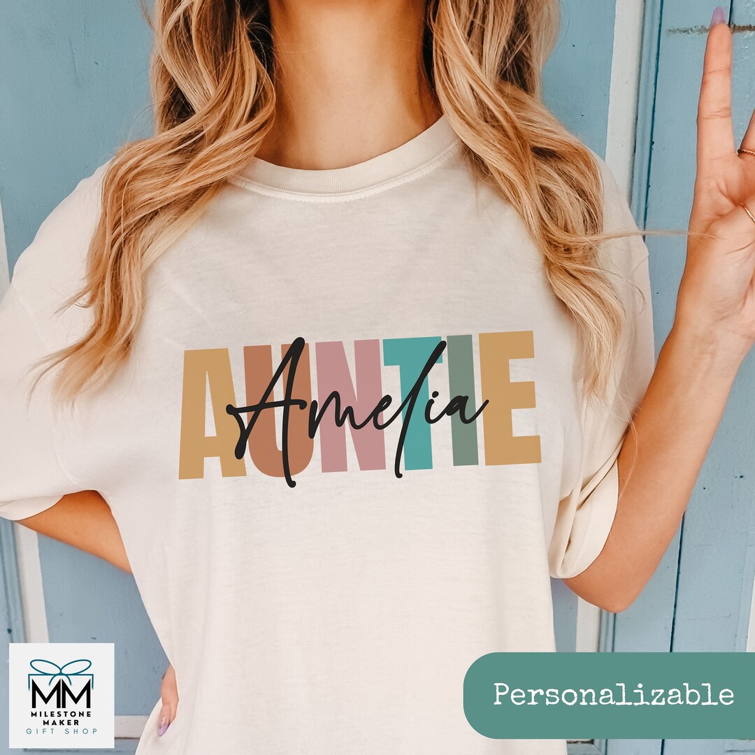 Personalized Auntie Shirt, Comfort Colors Aunt Shirt, Custom Gift for ...