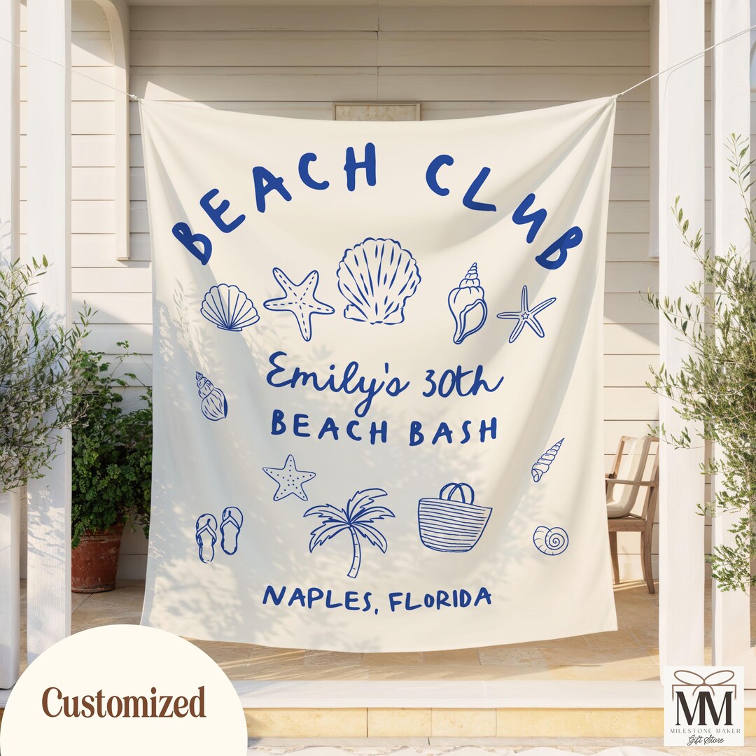 Custom Beach Birthday Banner, Birthday Party Decor, 30th Birthday Party ...