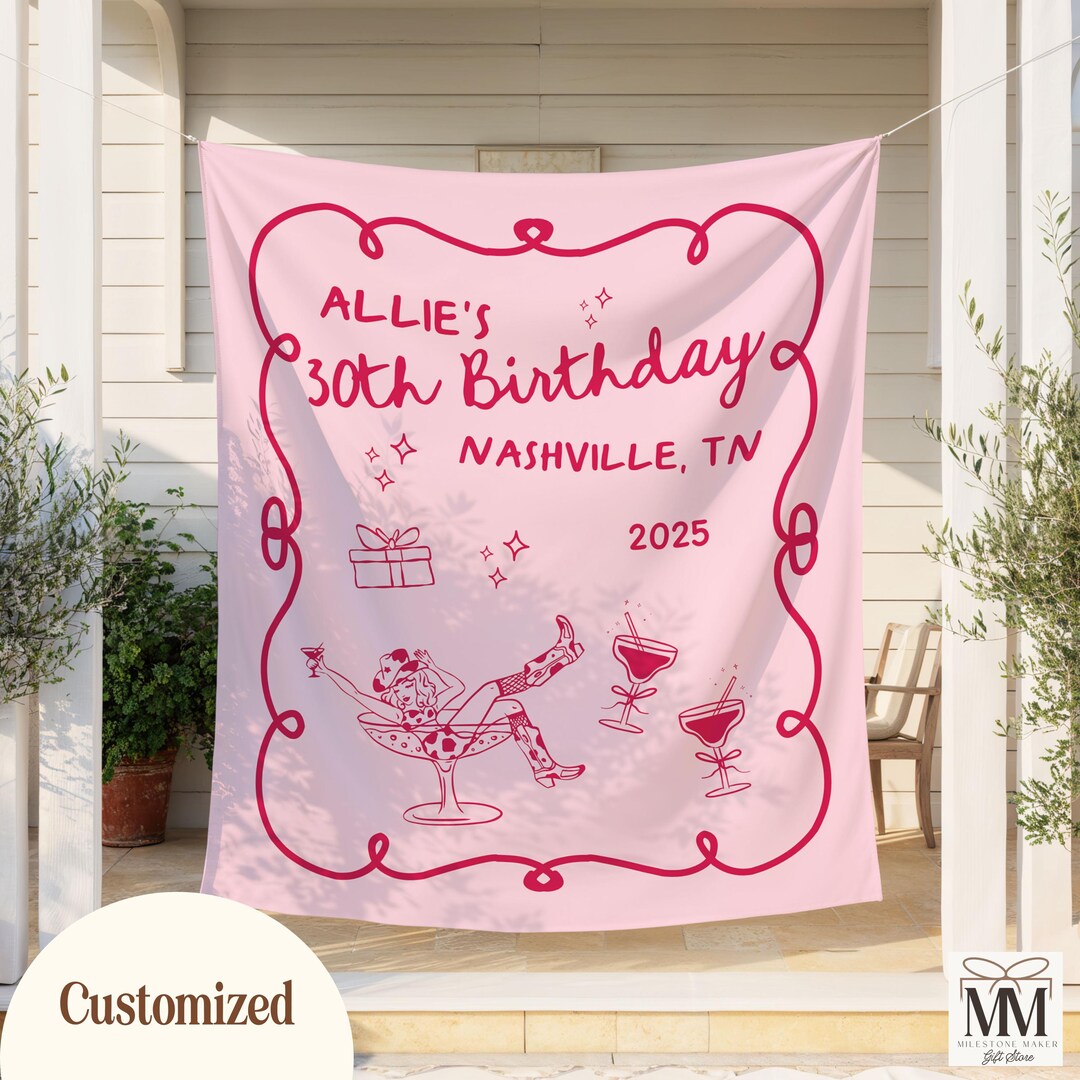 Custom Coastal Cowgirl Birthday Banner, Nashville Birthday Party Decor ...