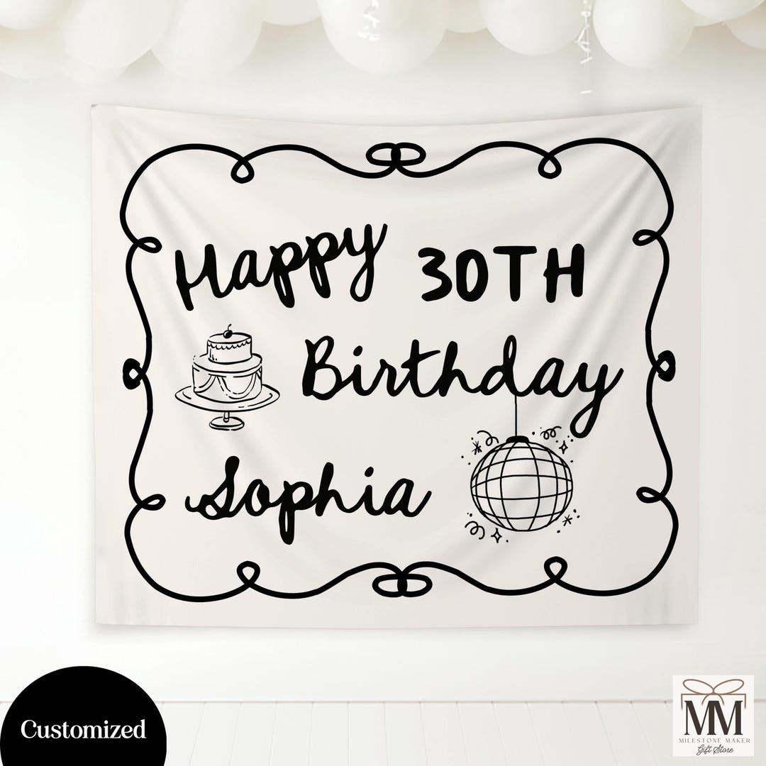 Custom 30th Birthday Sign, Personalised Milestone Birthday Party Decor ...