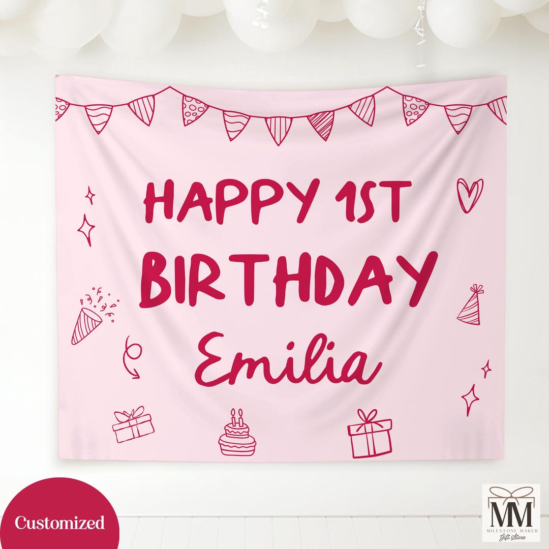 Custom Kids Birthday Sign, Personalised First Birthday Party Decor for ...