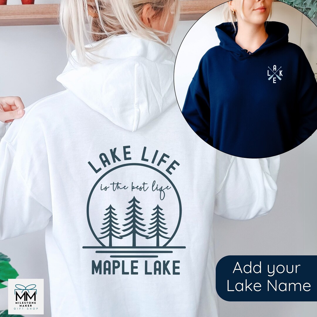 Personalized Lake Life Hoodie, on the Lake Hooded Sweater, Custom Lake ...