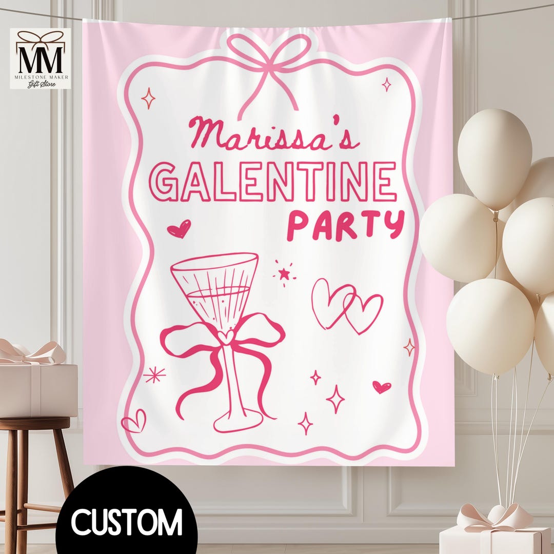 Custom Galentines Welcome Sign, Pink Red Valentine Bachelorette Party ...