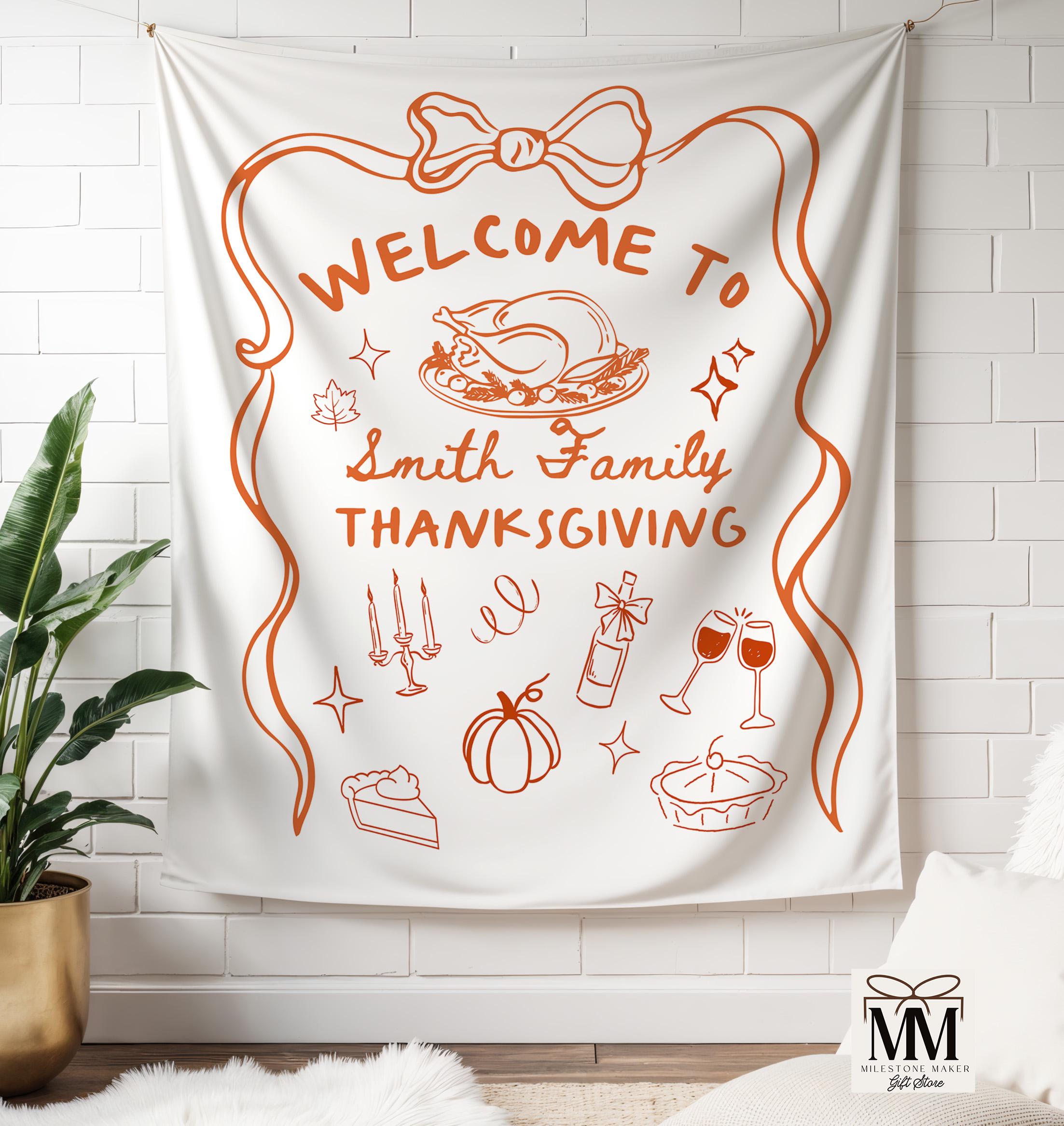 Custom Thanksgiving Party Banner, Friendsgiving Dinner Welcome Sign ...