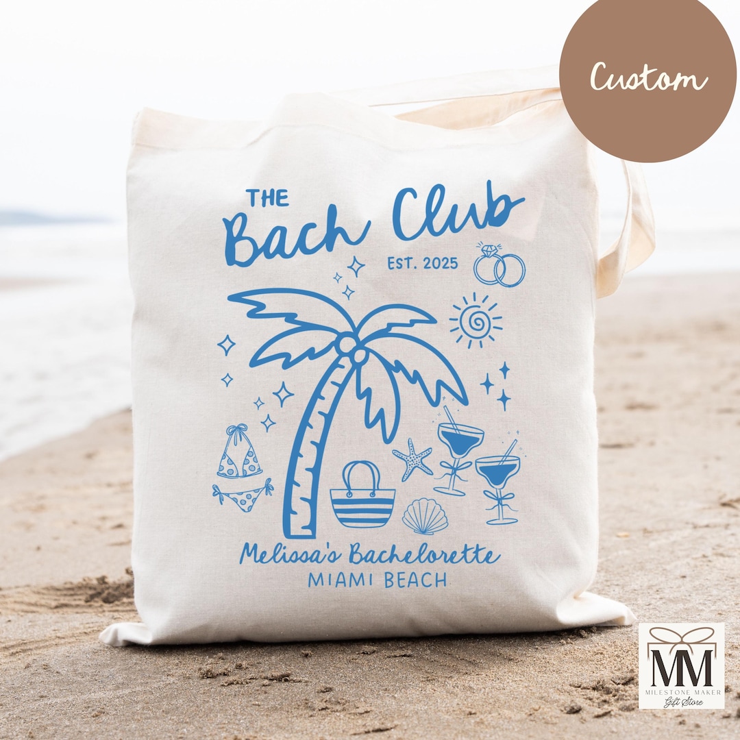 Custom Beach Bachelorette Tote Bag, Beach Bach Bachelorette Party Favor ...
