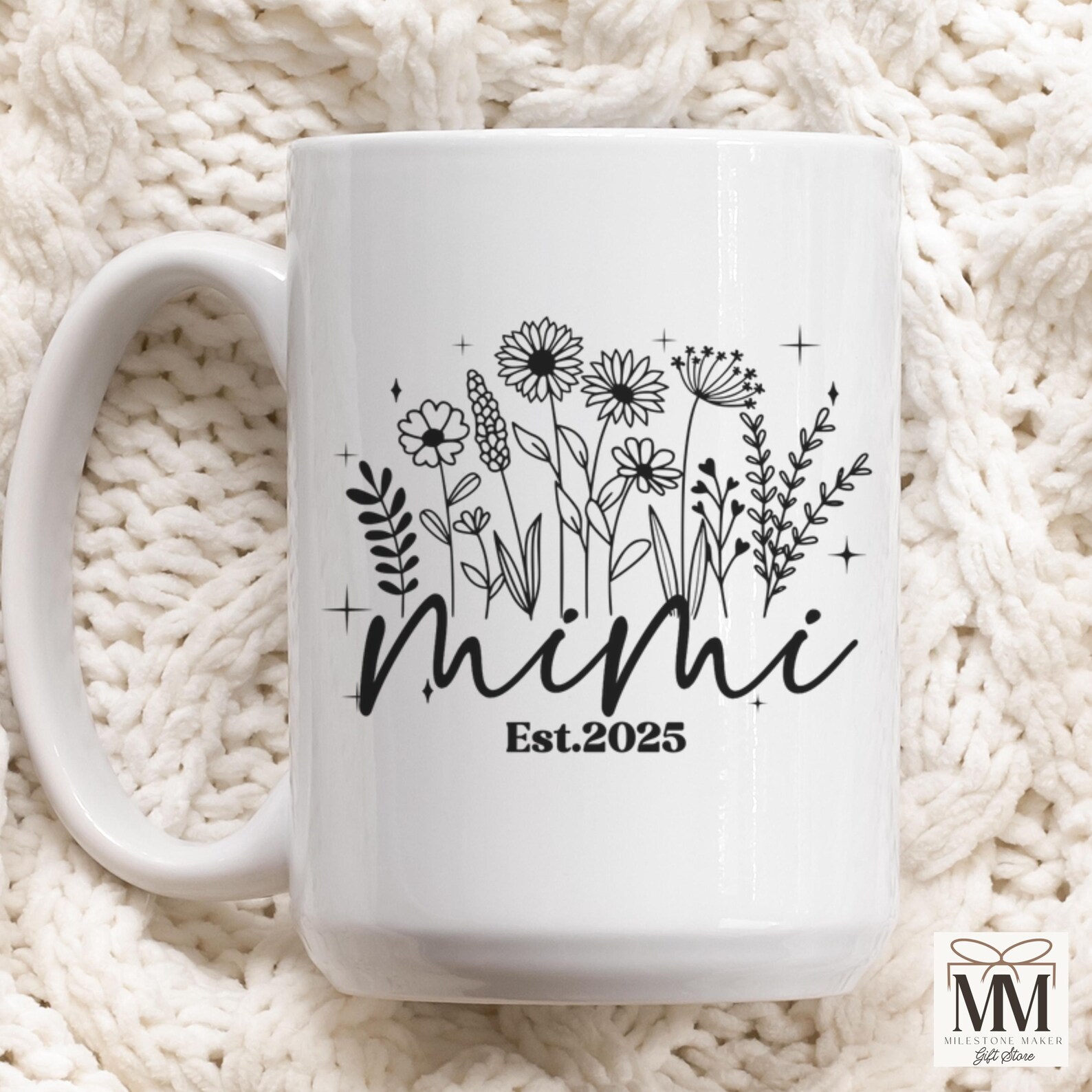 Wildflowers Mimi Mug, Mimi Est. 2025 Cup, Custom Gift for Mimi, New ...