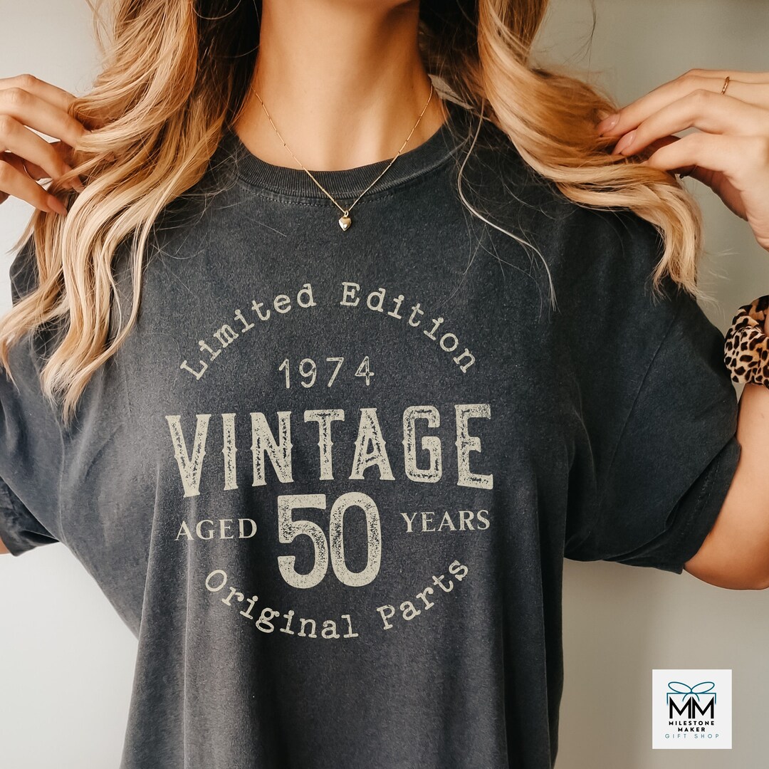 Vintage 1974 50th Birthday Shirt, Mens Funny 50th Birthday Gift, 50th Birthday Gift for Women ...