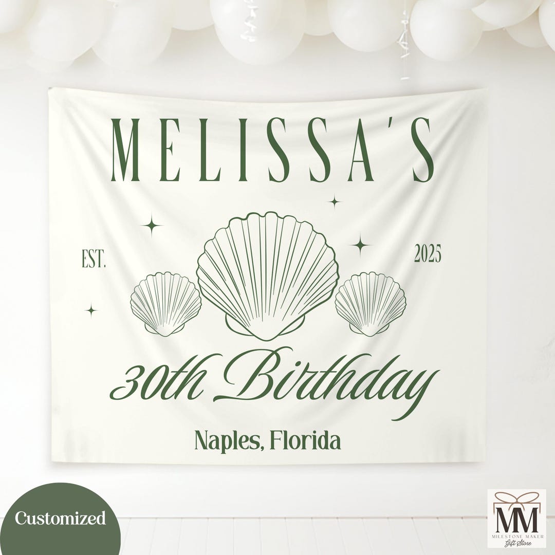 Custom Beach Birthday Banner, Birthday Party Decor, 30th Birthday Party ...