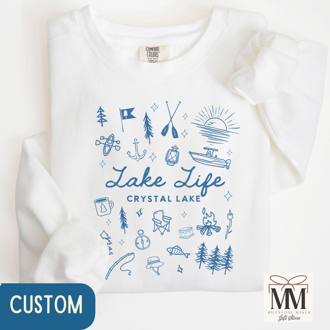 Custom Lake Life Comfort Colors Crewneck Sweatshirt, Personalized ...