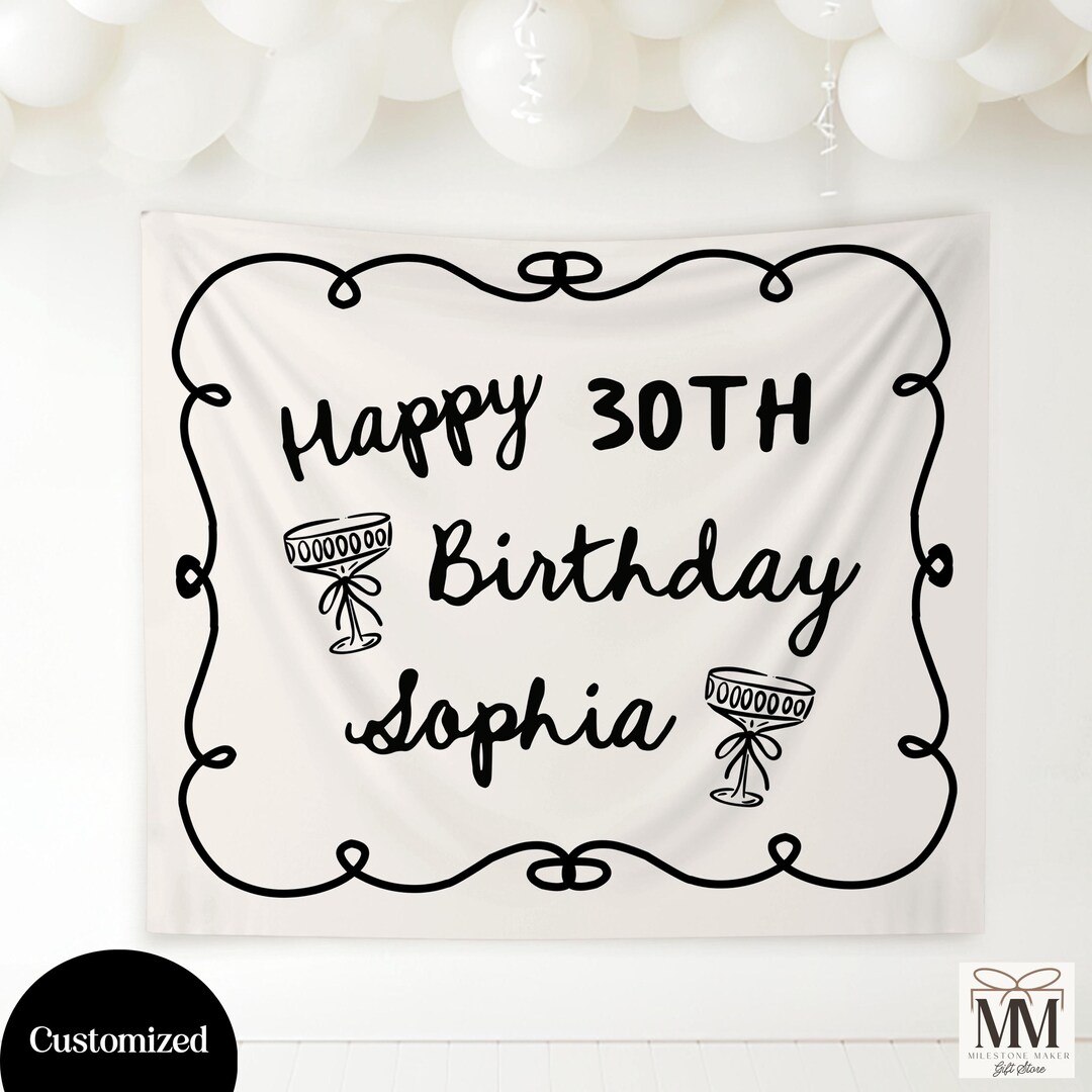 Custom 30th Birthday Sign, Personalised Martini Milestone Party Decor ...