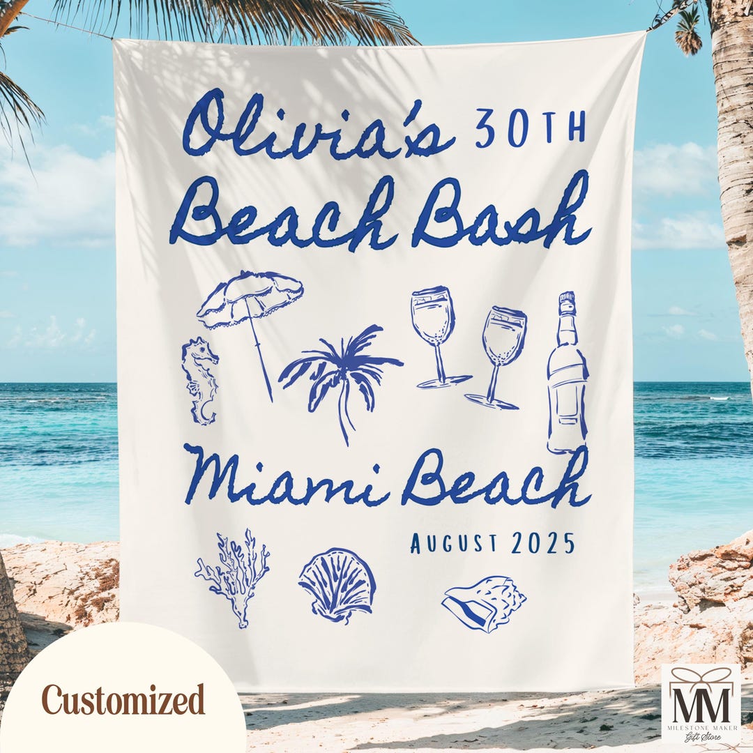 Custom Beach Birthday Banner, Birthday Party Decor, 30th Birthday Party ...
