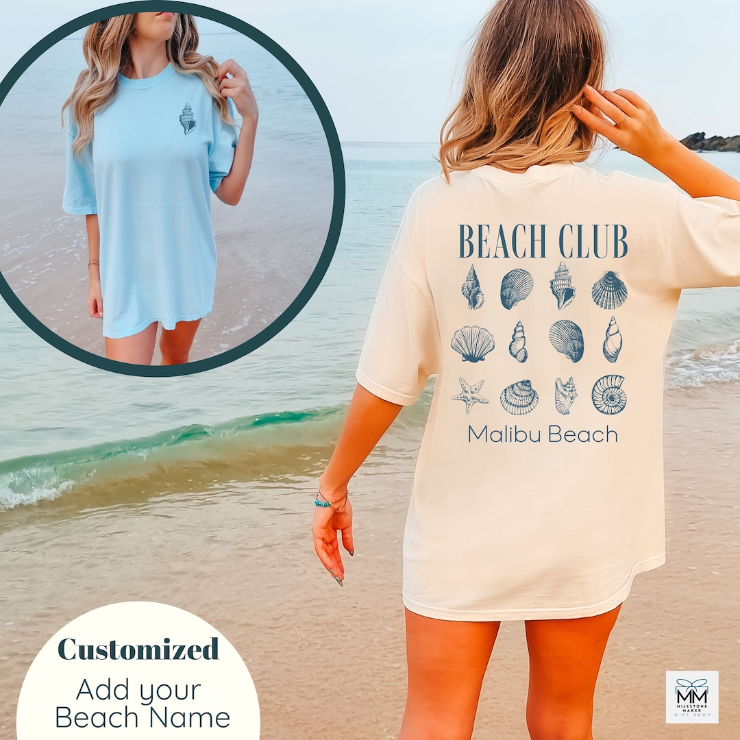 Personalized Beach Club Shirt, Comfort Colors Vintage Sea Shells T ...