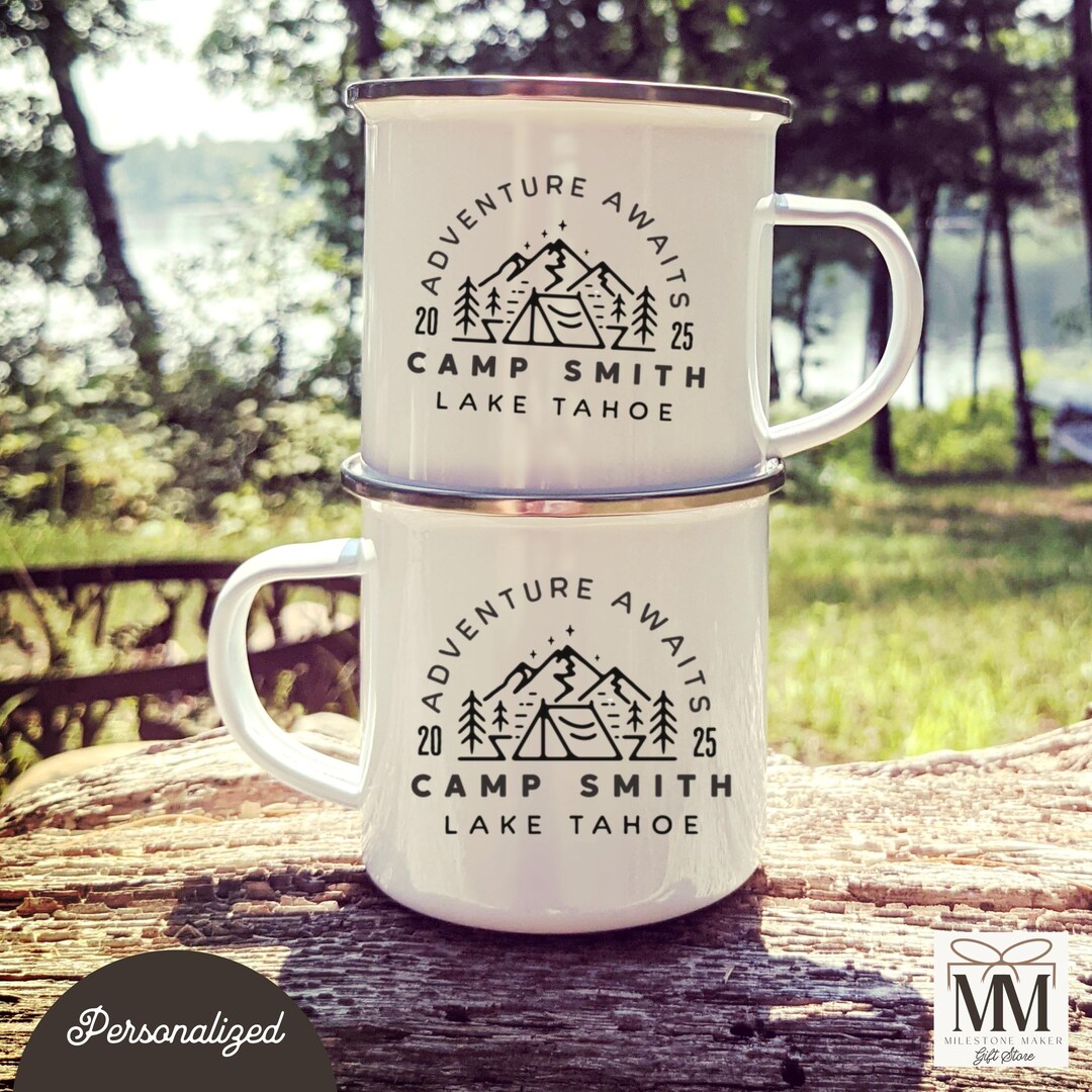 Custom Family Camping Enamel Mug, Custom Camping Theme Travel, Lake ...