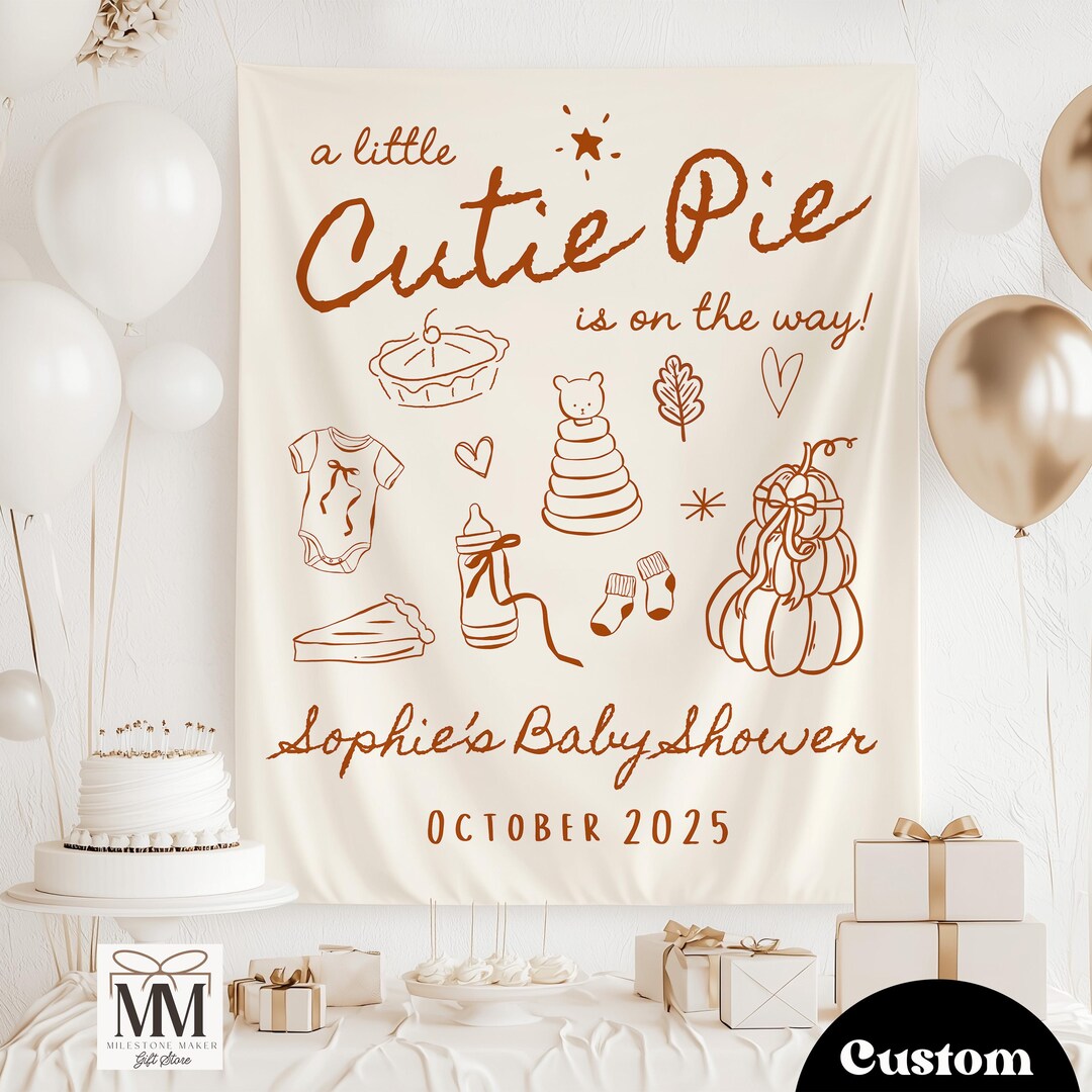 Custom Fall Baby Shower Banner, Hand Drawn Pumpkin Shower Welcome Sign ...