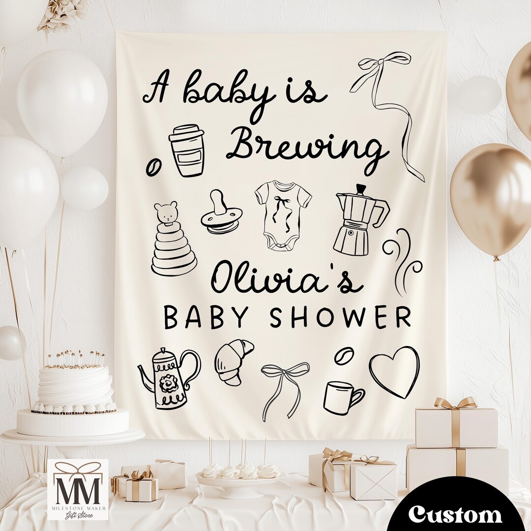 Custom Baby Shower Banner, Coffee Theme Shower Welcome Sign ...