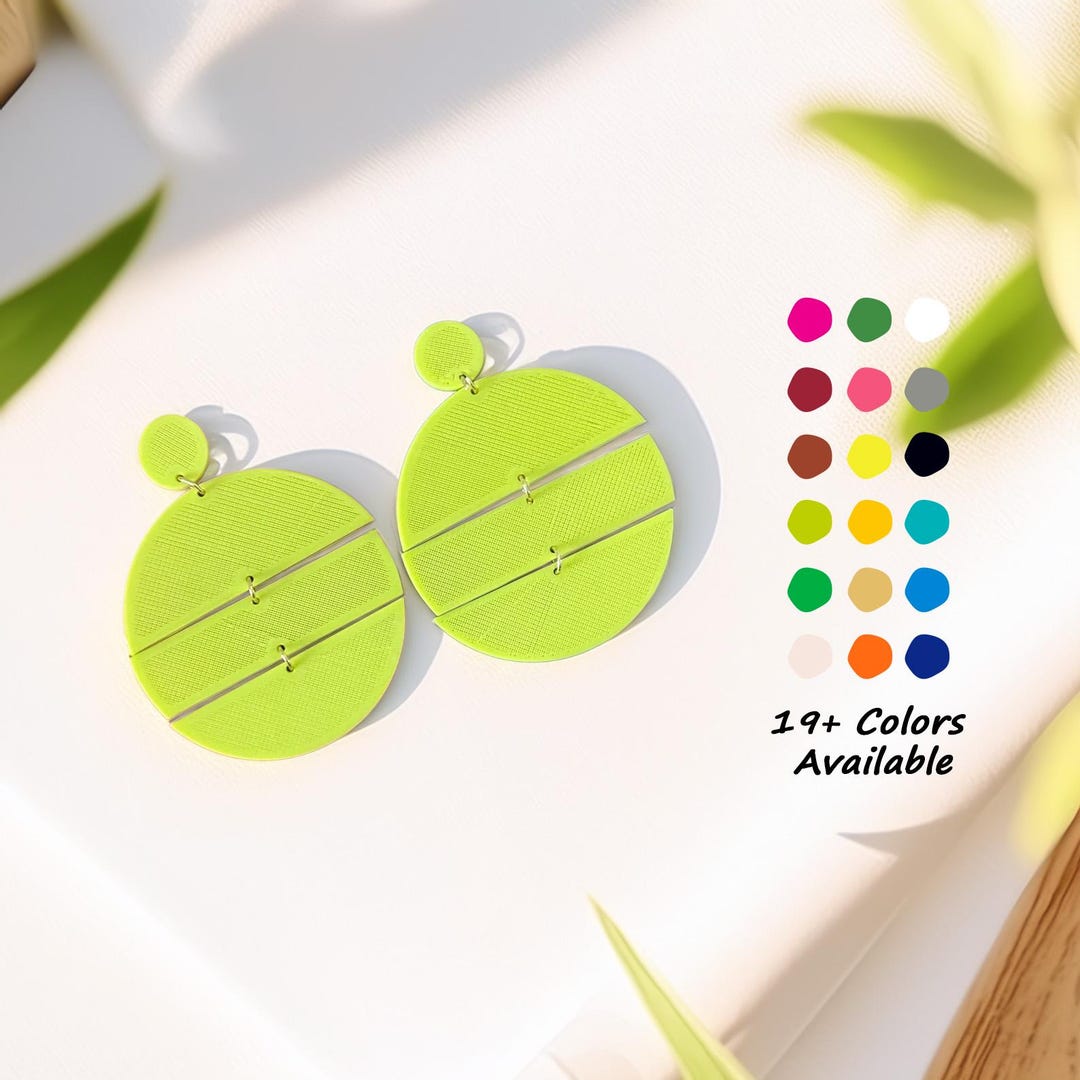 Split Circle Earrings | 3D Printed Geometric Dangle Earrings | Bold ...