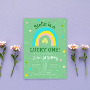Lucky One St Patricks Day Birthday Invitation, Editable March Birthday ...