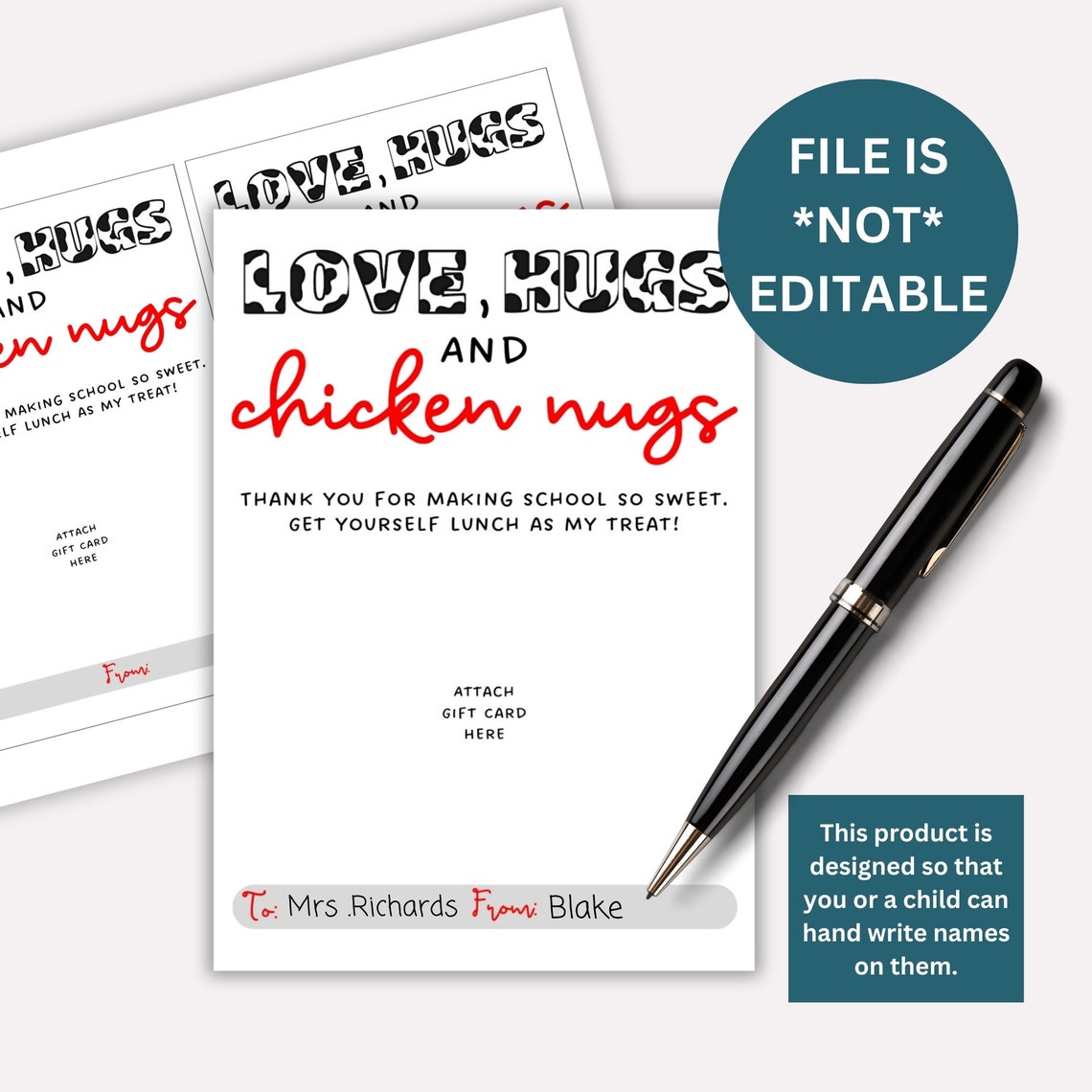 Printable Chick-fil-a Gift Card Holder, Teacher Thank You (PDF) - Etsy