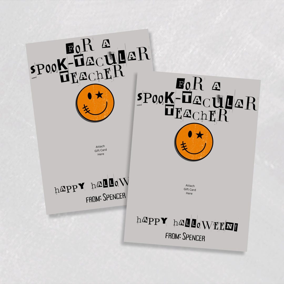 Halloween Teacher Gift Card Holder, Spooktacular Printable (PDF) - Etsy