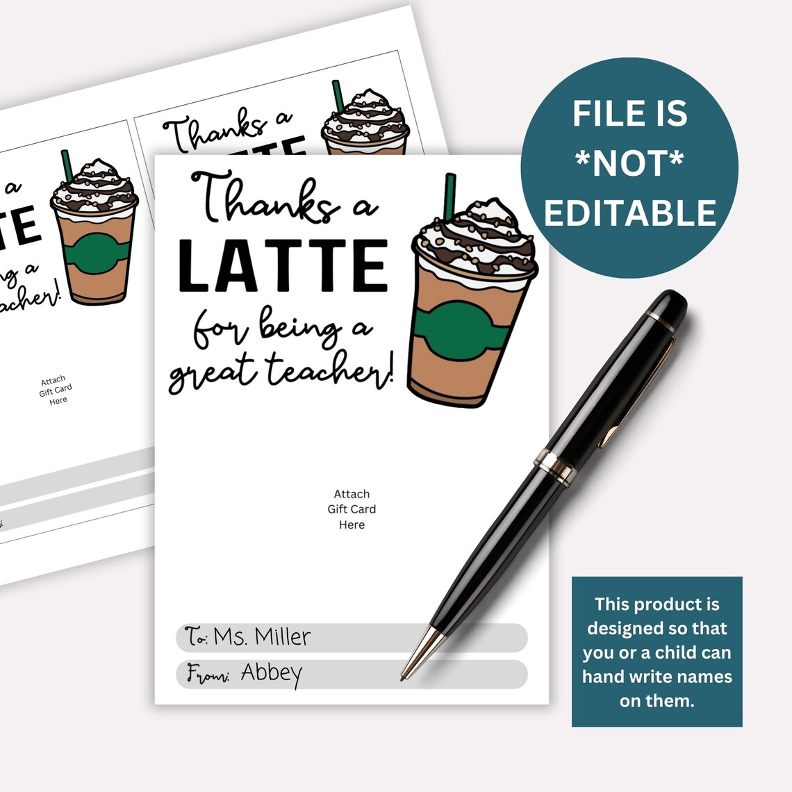 Thanks A Latte Gift Card Holder, Teacher Appreciation Week Printable ...