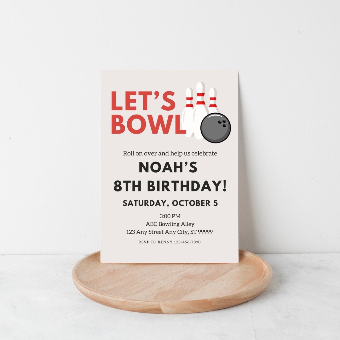 Editable Bowling Birthday Party Invitation Template (digital Download ...