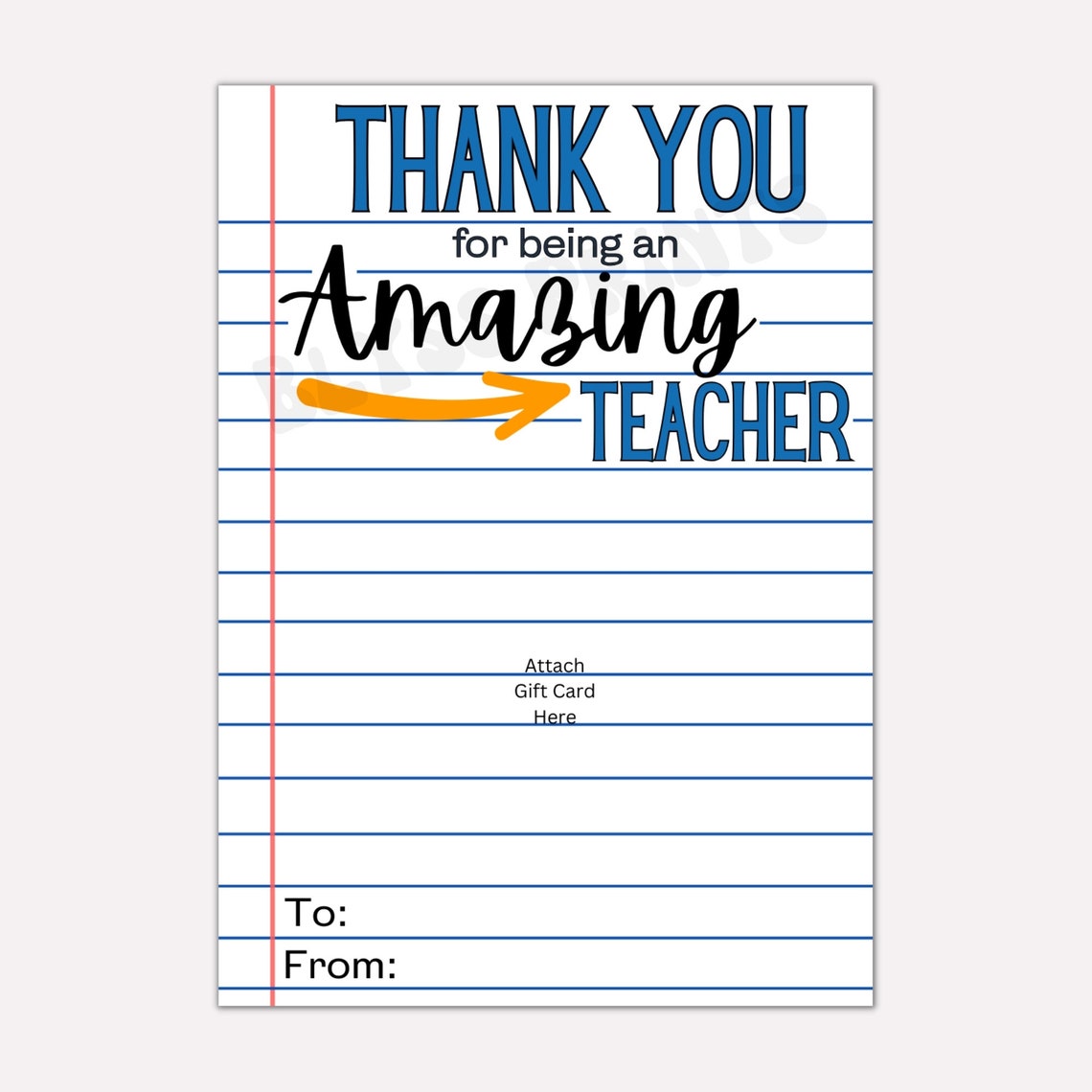 Amazing Teacher Gift Card Holder, Thank You Teacher Gift Card, Instant ...