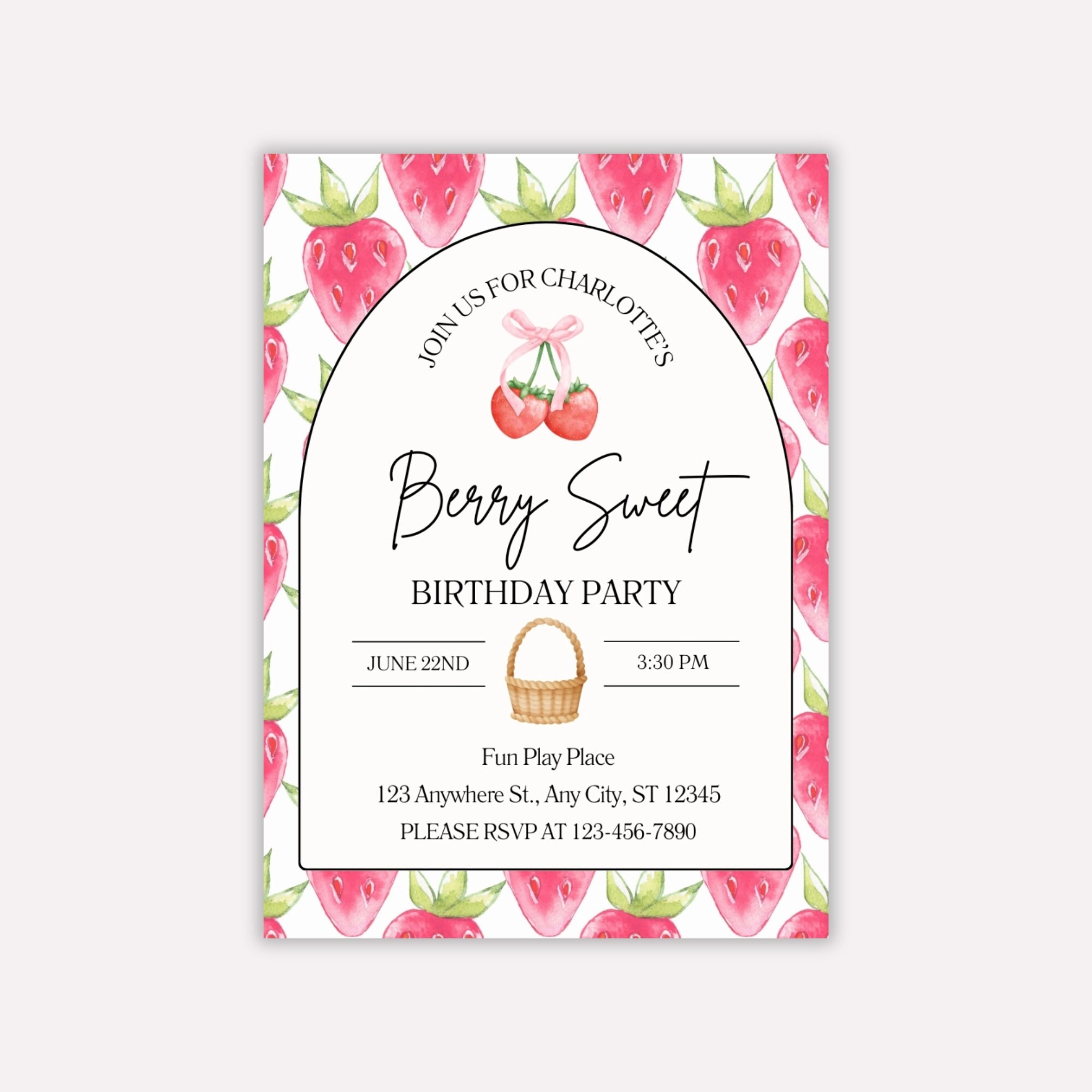 Berry Sweet Birthday Invitation, Berry First Birthday Invite, Two Sweet ...