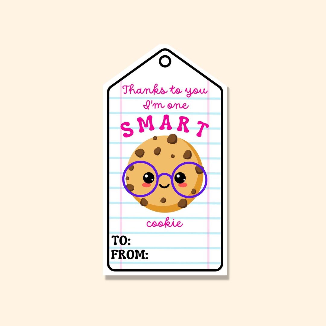 One Smart Cookie Printable Gift Tag for Cookie Box Teacher - Etsy