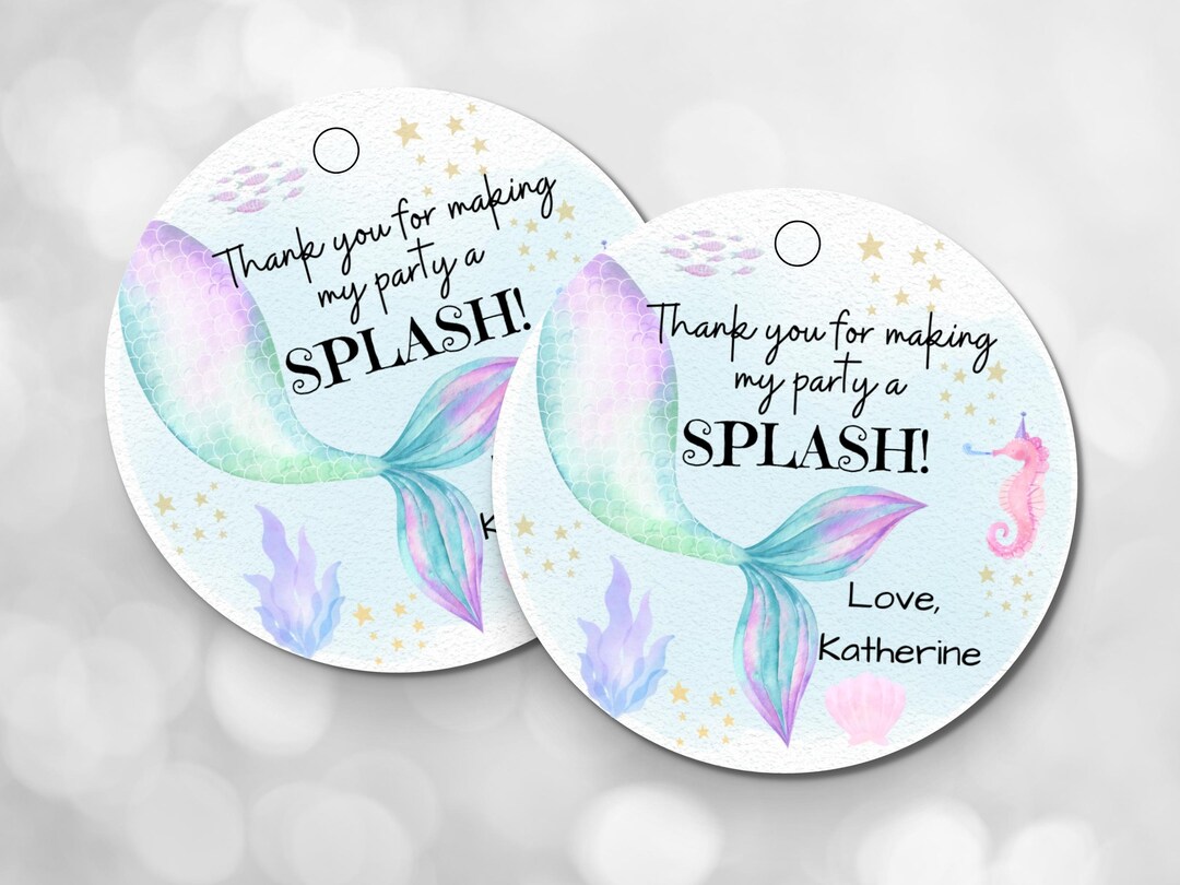 Editable Mermaid Birthday Favor Tags Under the Sea Party - Etsy