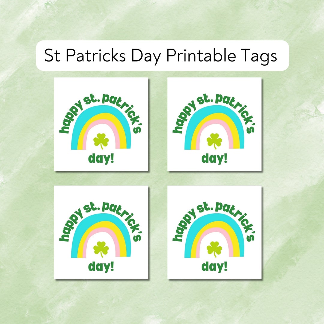 Printable St. Patricks Day Tag, St. Pattys Day Rainbow Shamrock ...