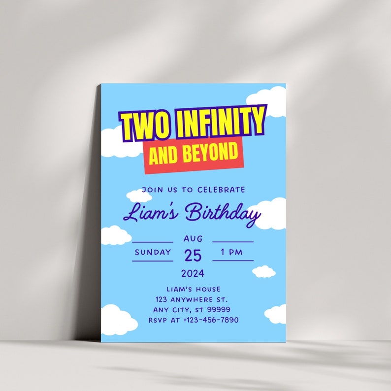Editable Toy Story Birthday Invitation, Two Infinity and Beyond, Kids ...