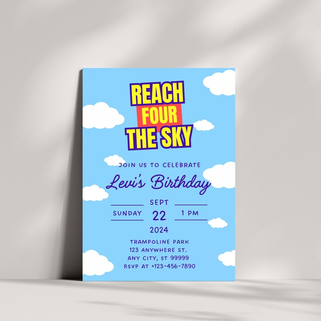 Reach Four the Sky Toy Story Customizable Birthday Invitation, Kids ...