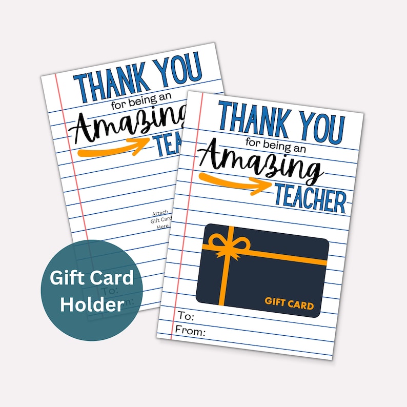 Amazing Teacher Gift Card Holder, Thank You Teacher Gift Card, Instant ...