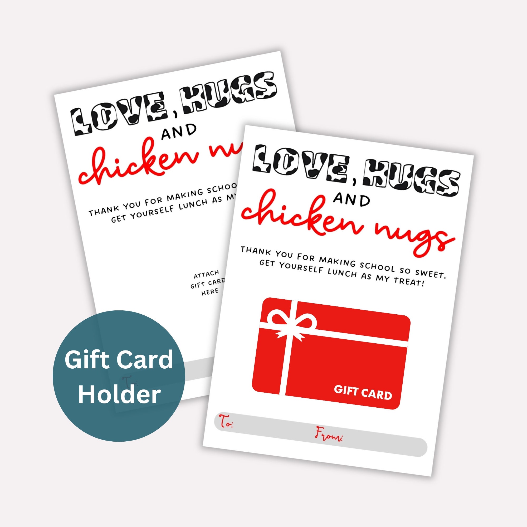 Printable Chickfila Gift Card Holder, Teacher Thank You Gift, Teacher ...