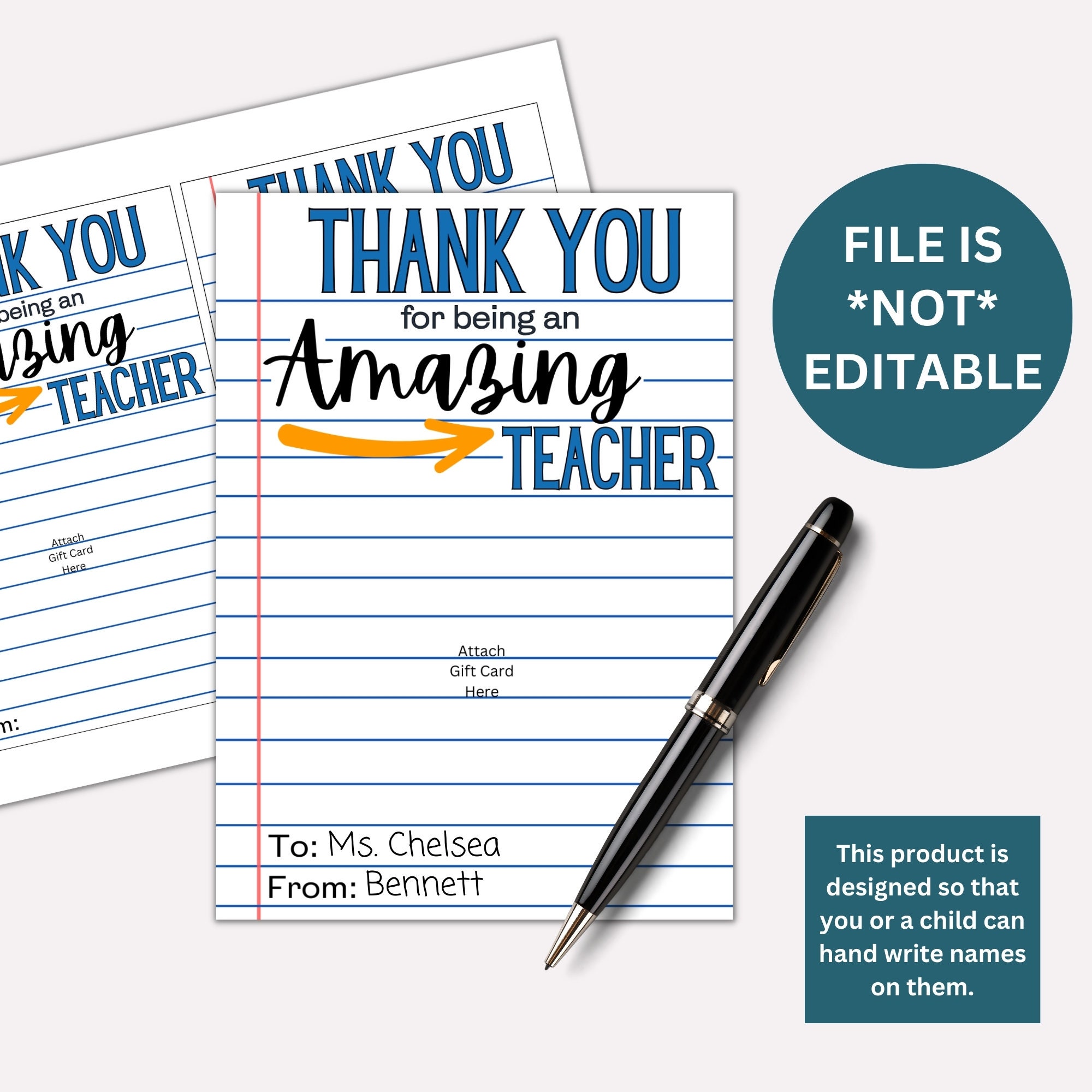 Amazing Teacher Gift Card Holder, Thank You Teacher Gift Card, Instant ...