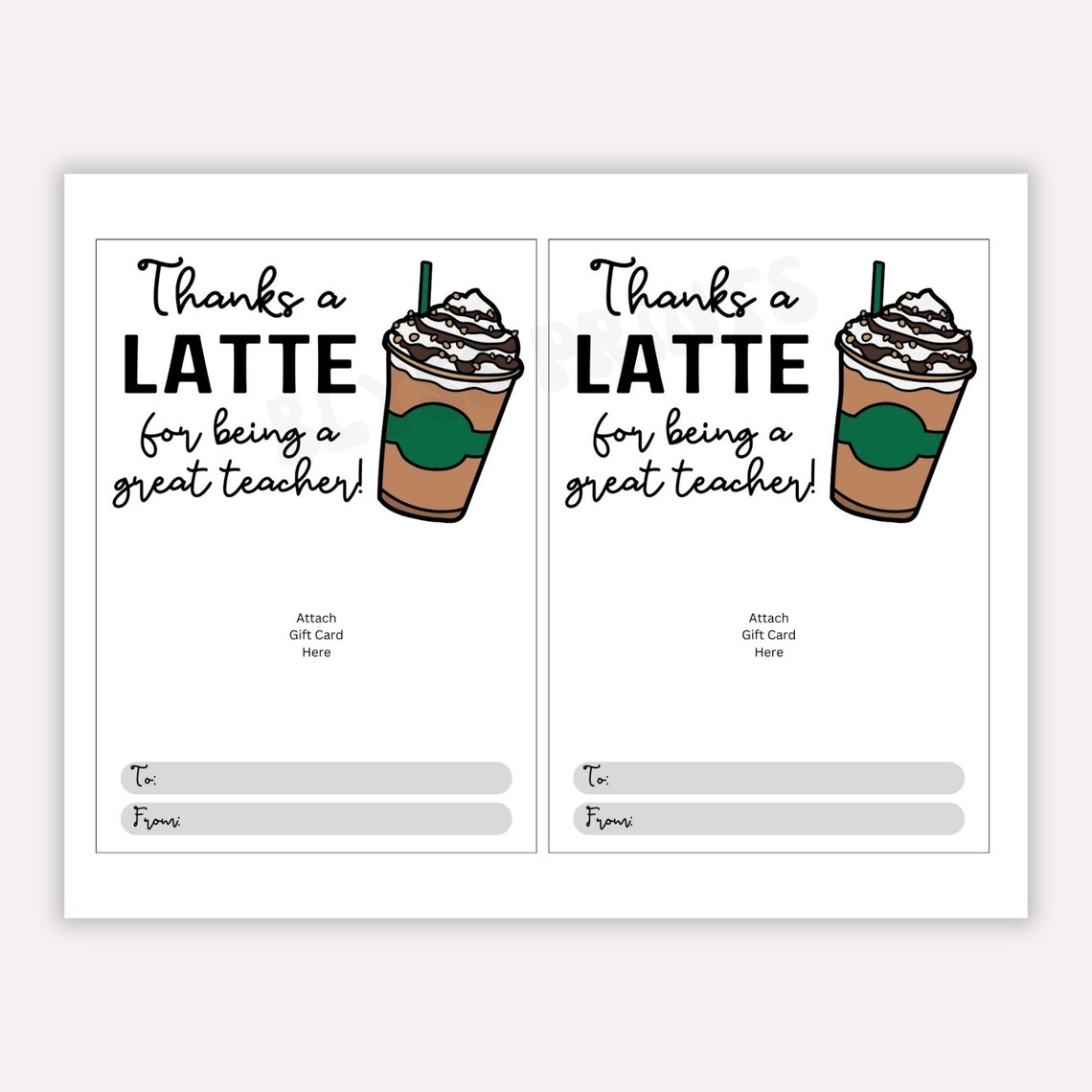 Thanks A Latte Gift Card Holder, Teacher Appreciation Week Printable ...